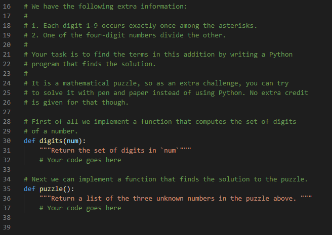 Solved 1 2 # coding: utf-8 3 # # A mathematical puzzle # # | Chegg.com