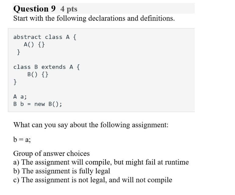 Solved Question 9 4 pts Start with the following | Chegg.com