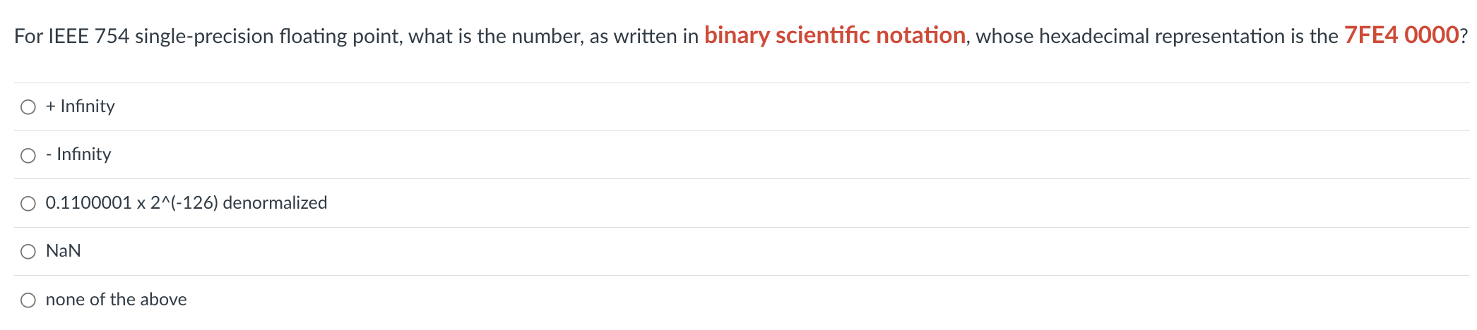 Solved For IEEE 754 single-precision floating point, what is | Chegg.com