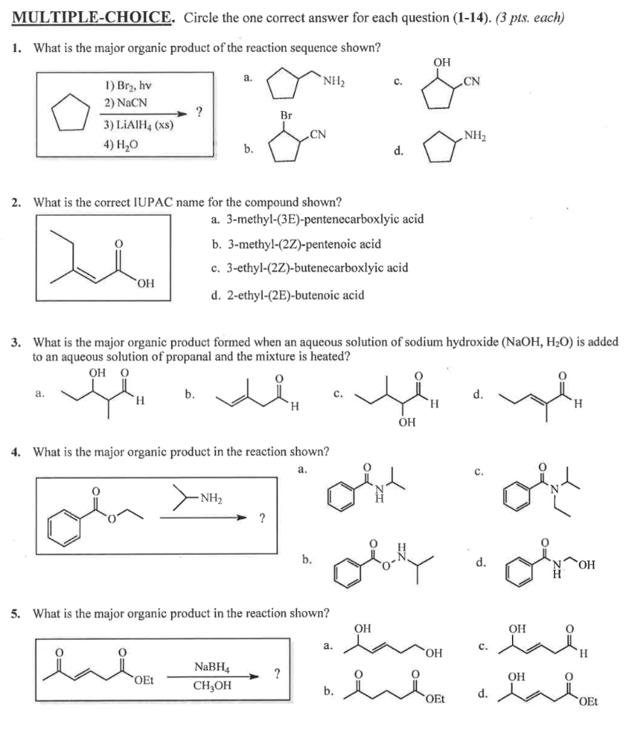 Solved MULTIPLE-CHOICE. Circle the one correct answer for | Chegg.com