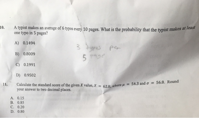 Solved A typis makes an average of 6 typos every 10 pages. | Chegg.com