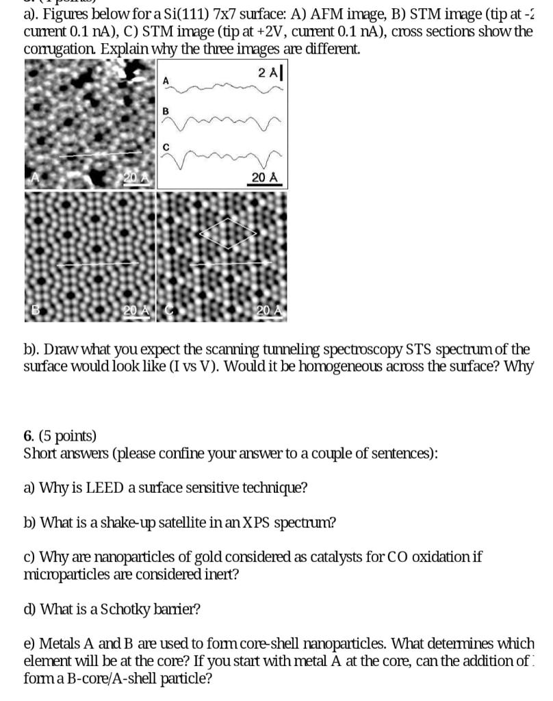 Solved a). Figures below for a Si(111) 7X7 surface: A) AFM | Chegg.com