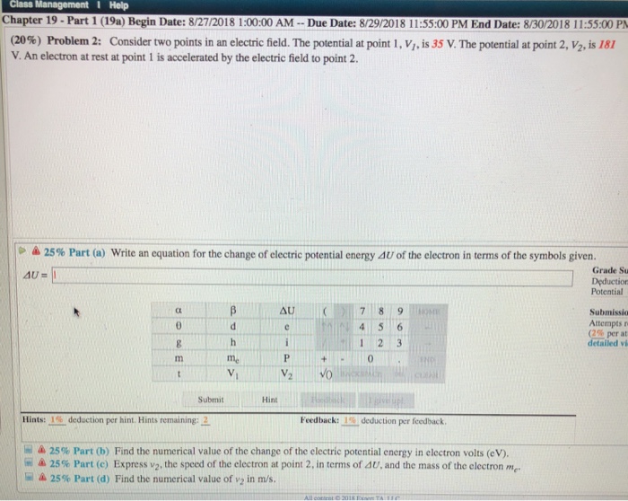 Solved 1 Help Chapter 19-Part 1 (19a) Begin Date: 8/27/2018 | Chegg.com
