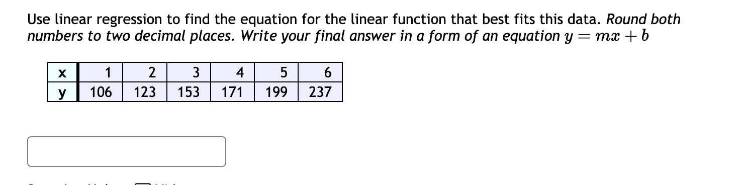 Solved Use linear regression to find the equation for the | Chegg.com