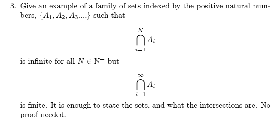 Solved 3. Give an example of a family of sets indexed by the | Chegg.com