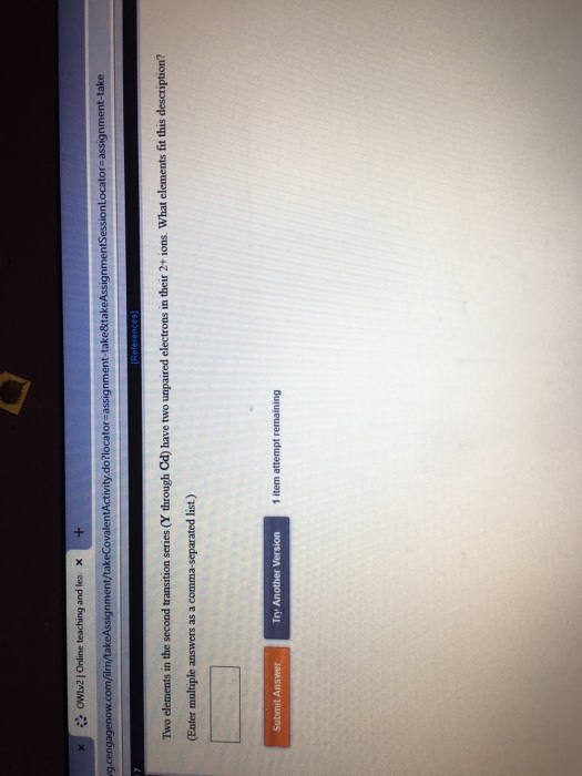 Solved two elements in the second transition series (Y | Chegg.com