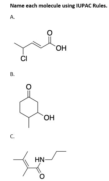 Solved Name each molecule using IUPAC Rules. А. ОН CI В. 5. | Chegg.com