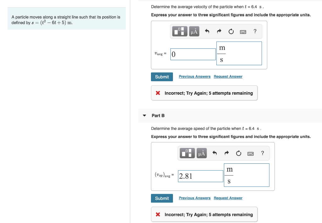 Solved Determine the average velocity of the particle when t | Chegg.com