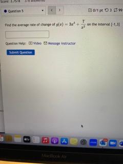 Solved Find the average rate of change of g(x)=3x3+x27 on | Chegg.com