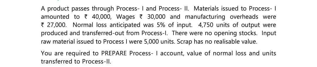 Solved A product passes through Process- I and Process- II. | Chegg.com