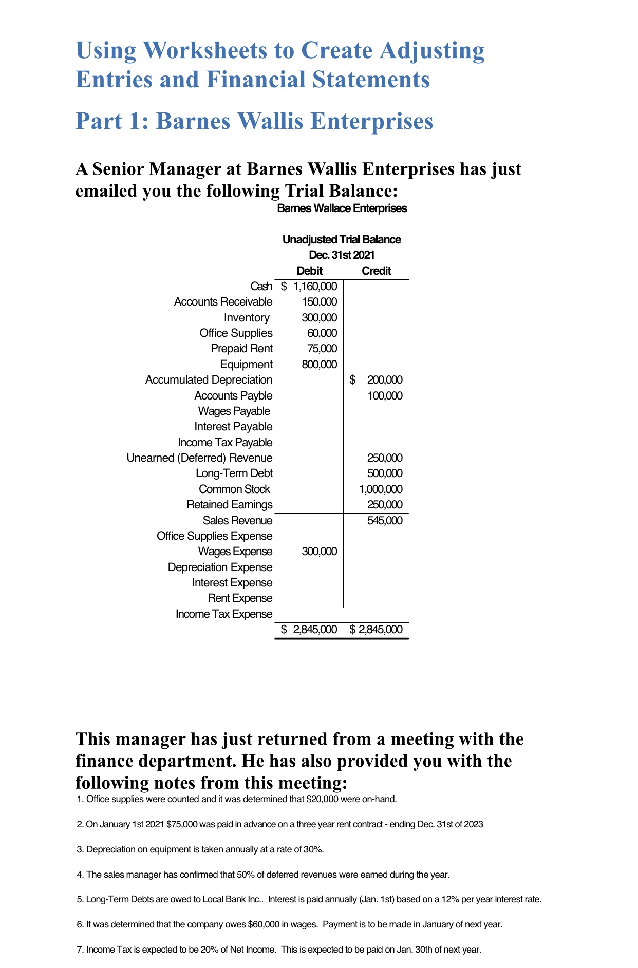 Solved Using Worksheets to Create Adjusting Entries and | Chegg.com