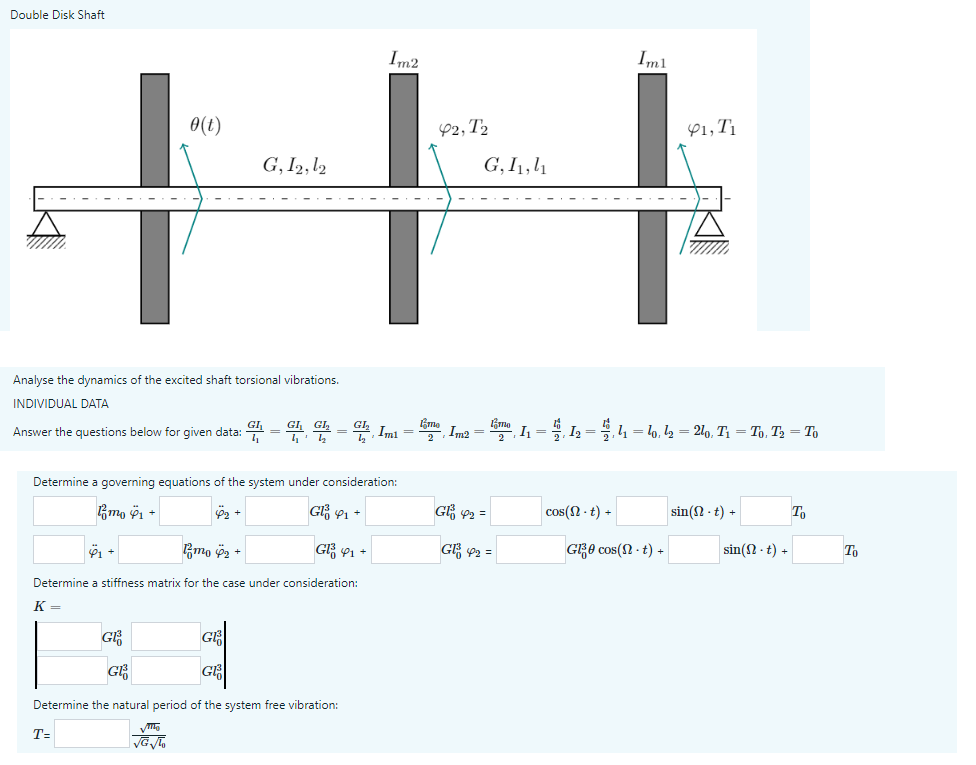 Solved Double Disk Shaft Analyse the dynamics of the excited | Chegg.com