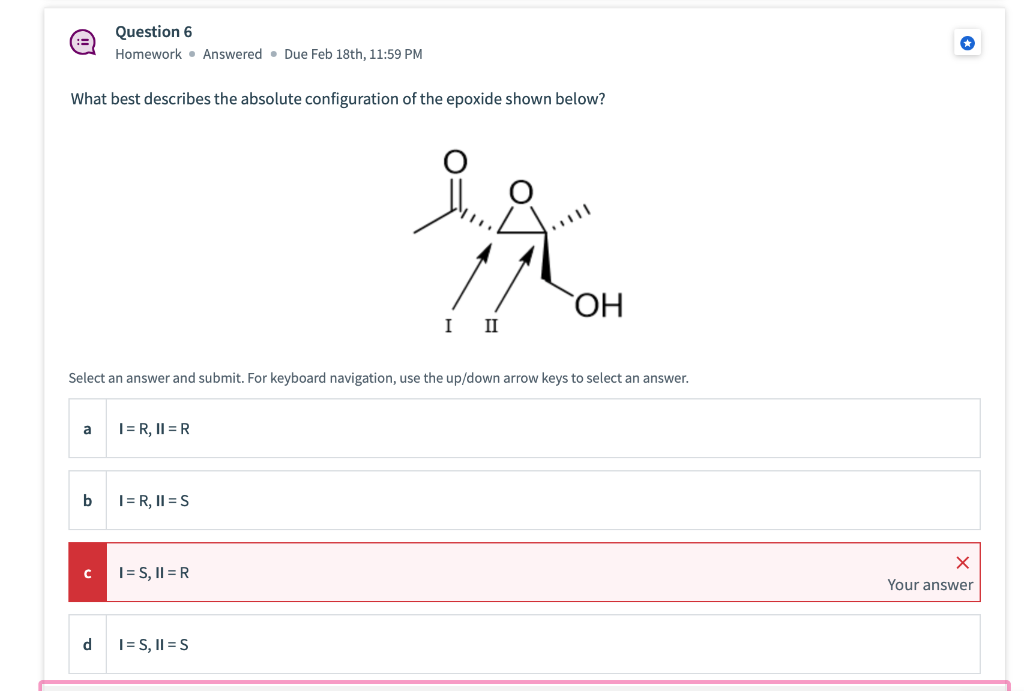 Solved What Best Describes The Absolute Configuration Of The