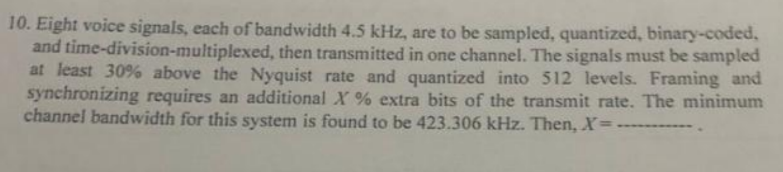 Solved 10. Eight voice signals, each of bandwidth 4.5kHz, | Chegg.com