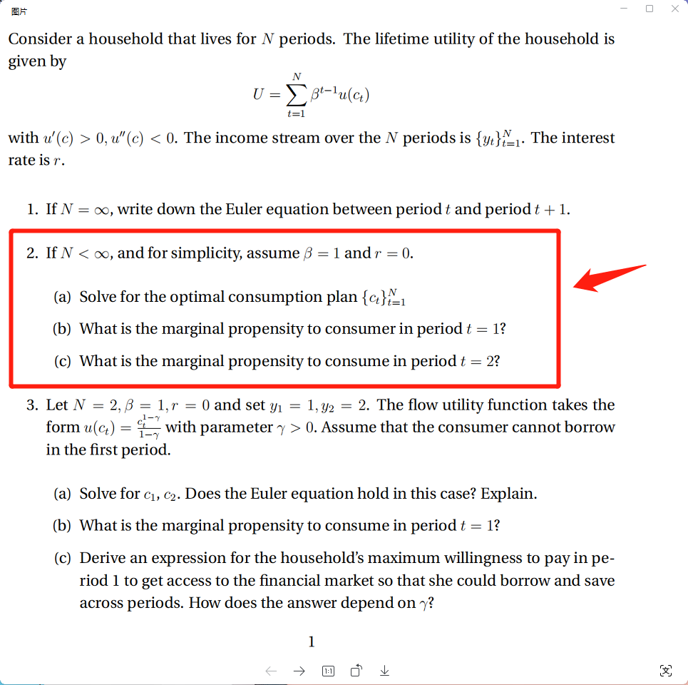 Consider a household that lives for N periods. The | Chegg.com