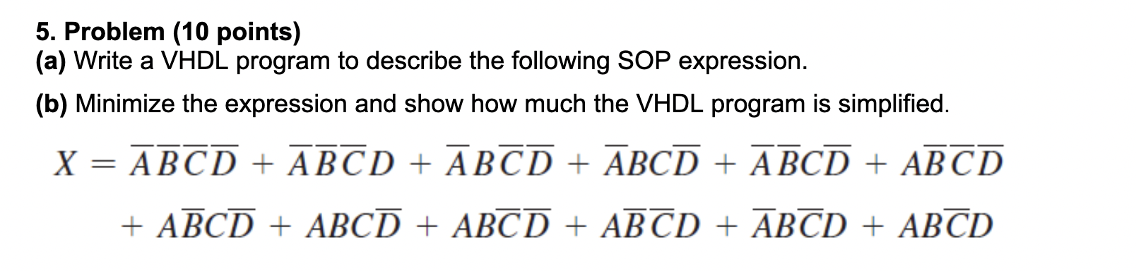 Solved A 5 Problem 10 Points A Write A Vhdl Program To 1012