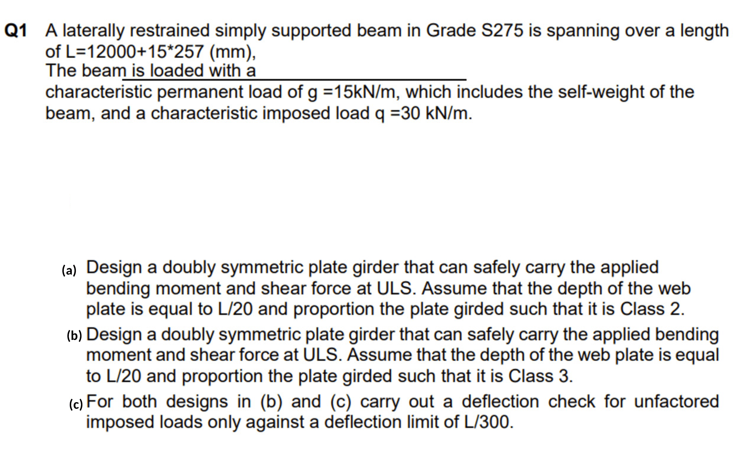 Solved 1 A laterally restrained simply supported beam in | Chegg.com