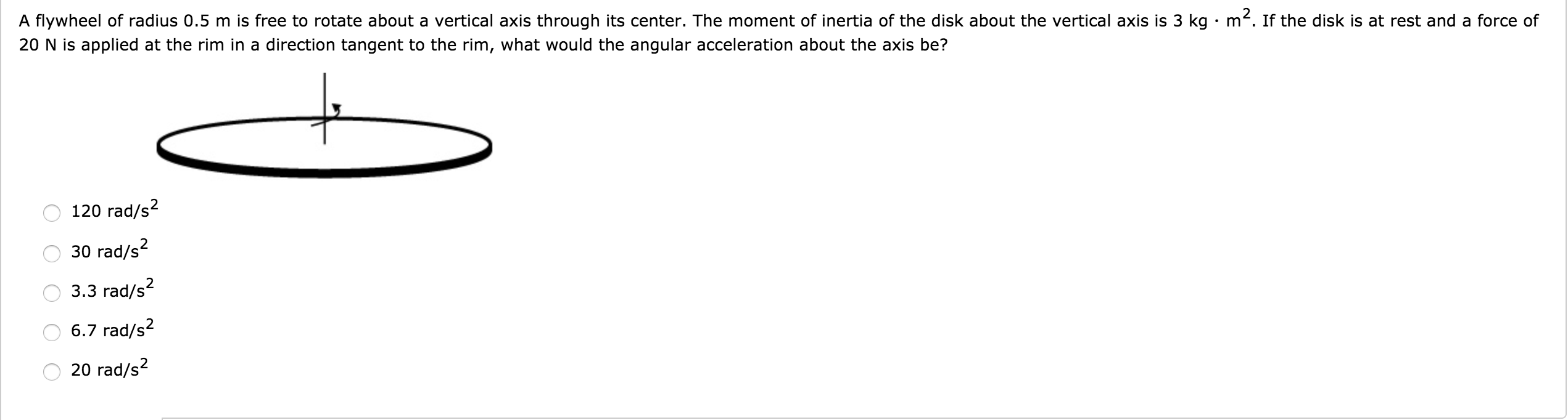 Solved A flywheel of radius 0.5 m is free to rotate about a | Chegg.com