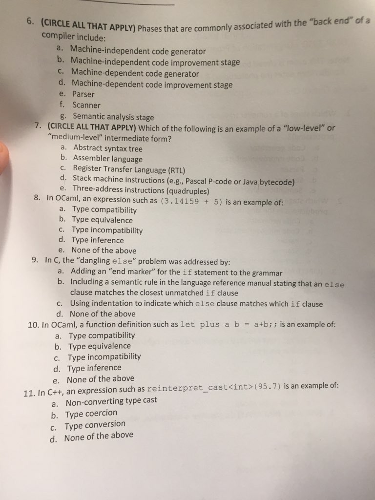 Solved 6. (CIRCLE ALL THAT APPLY) Phases that are commonly | Chegg.com