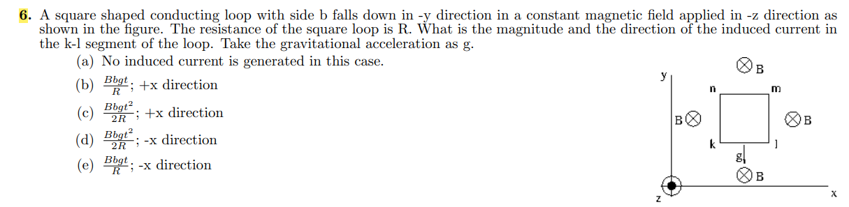 Solved 6. A square shaped conducting loop with side \\( | Chegg.com
