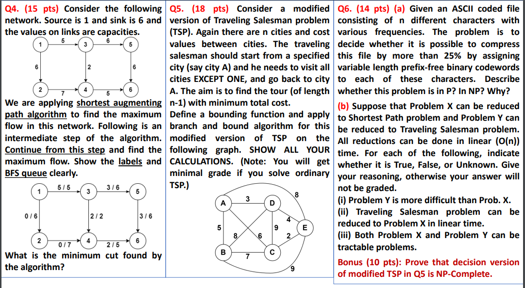 Solved 6 6 Q4. (15 pts) Consider the following 25. (18 pts) | Chegg.com