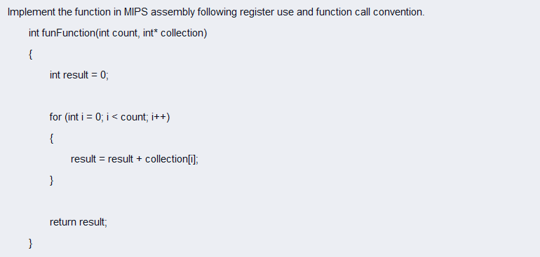 Solved Implement the function in MIPS assembly following | Chegg.com