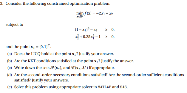 3. Consider the following constrained optimization | Chegg.com
