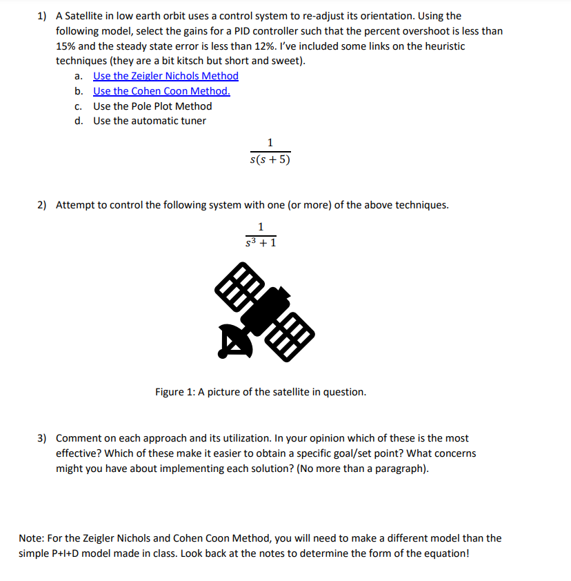 Solved 1) A Satellite in low earth orbit uses a control | Chegg.com