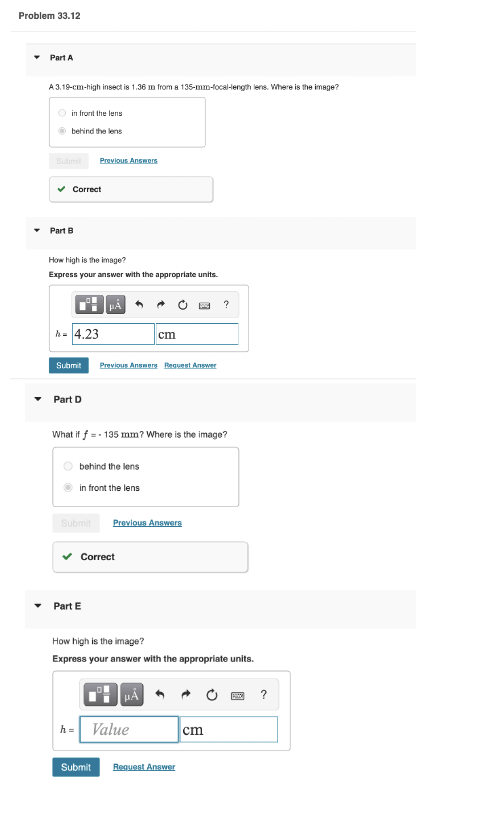 Solved A 3.19-cm-high insect is 1.36 m from a | Chegg.com
