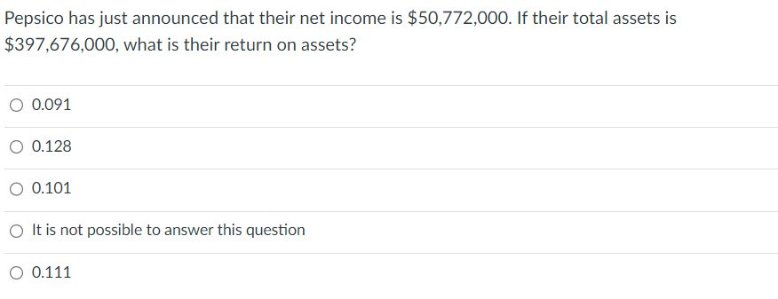 Solved Pepsico has just announced that their net income is | Chegg.com