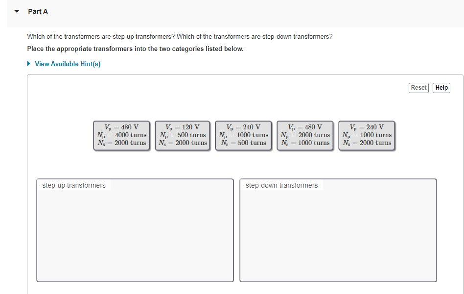 Solved Part A Which of the transformers are step-up | Chegg.com