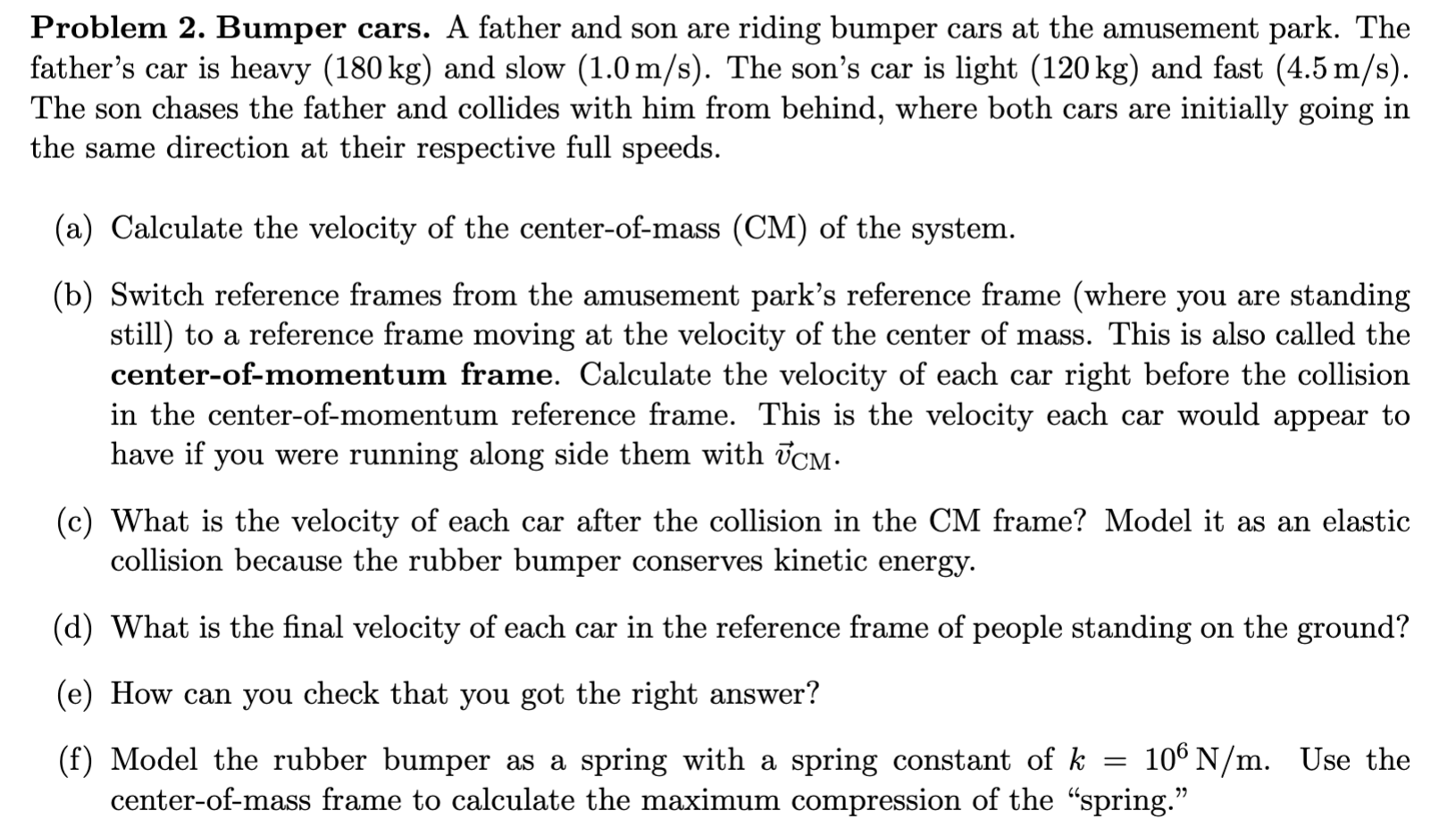 Solved Problem 2. ﻿Bumper cars. A father and son are riding | Chegg.com