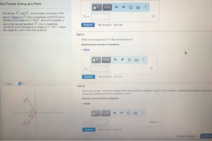 Solved Two Forces Acting at a Point Part A What is the x | Chegg.com