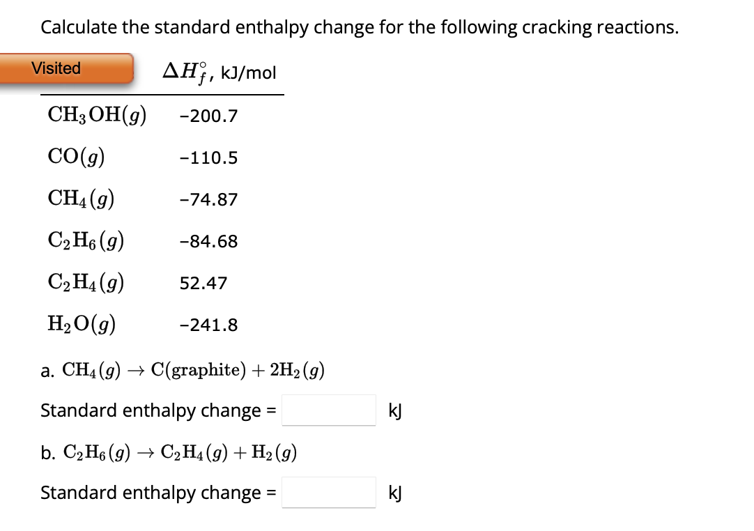 Solved Calculate the standard enthalpy change for the | Chegg.com