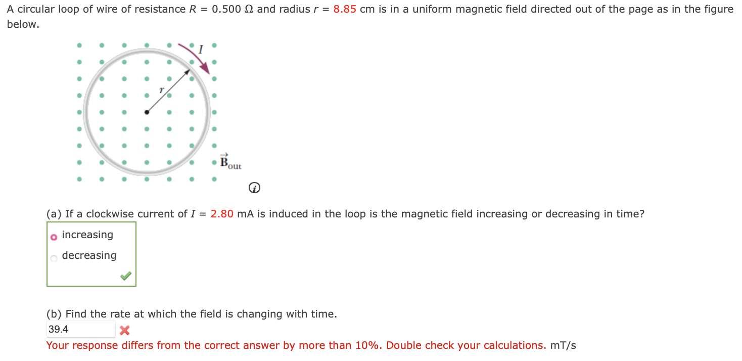 Solved A circular loop of wire of resistance R = 0.500 2 and | Chegg.com
