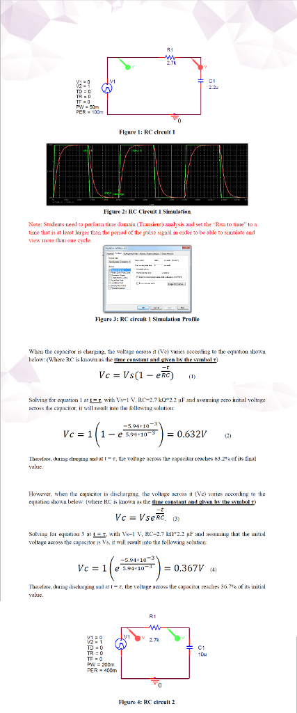 Solved Pre-lab Part 2: Simulate RC circuit 2 for CI-10.0 LE | Chegg.com