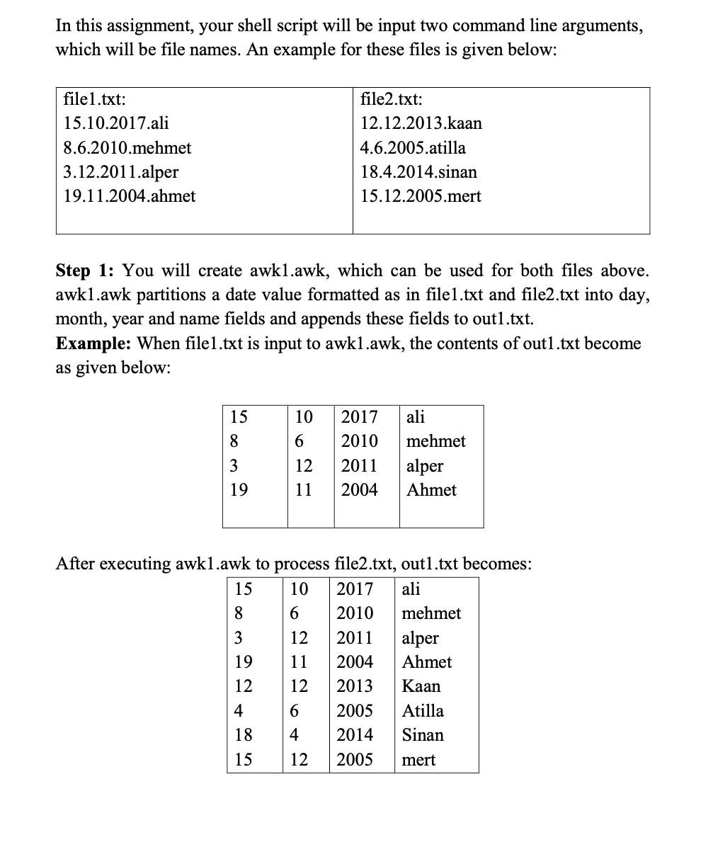 Solved In this assignment, your shell script will be input | Chegg.com