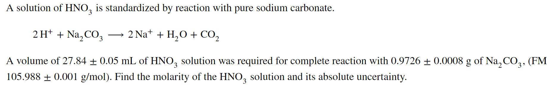 Solved A solution of HNO3 is standardized by reaction with | Chegg.com