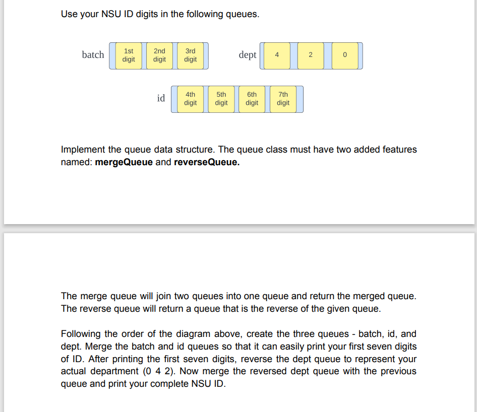 Solved Use your NSU ID digits in the following queues. batch | Chegg.com