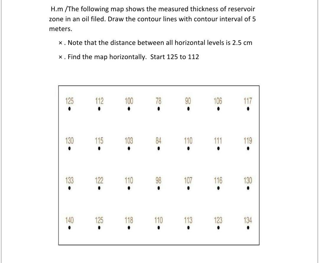 Solved H.m /The following map shows the measured thickness | Chegg.com
