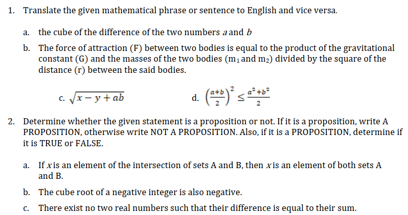 Solved Translate the given mathematical phrase or sentence | Chegg.com