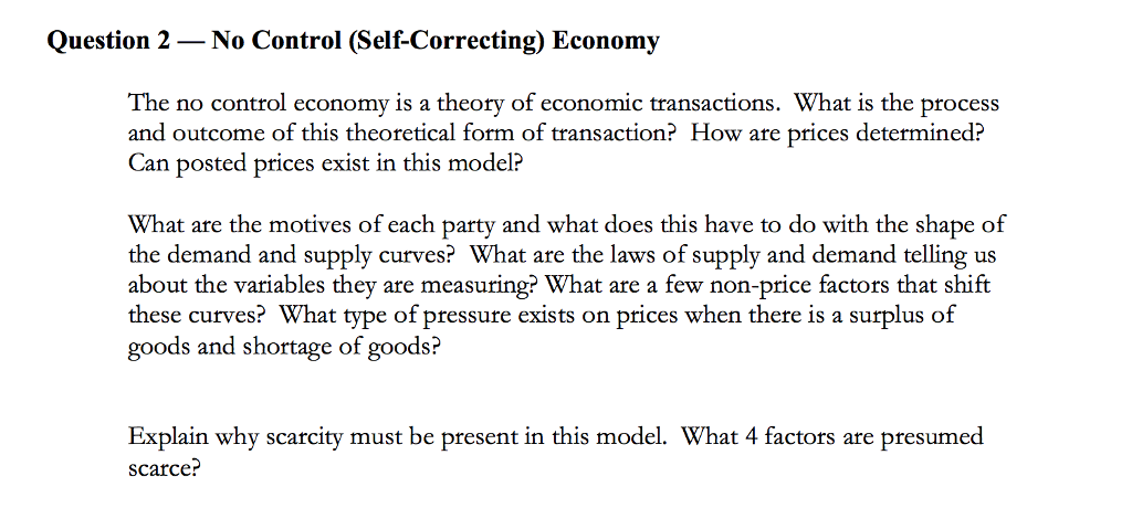 Question 2- No Control (Self-Correcting) Economy The | Chegg.com