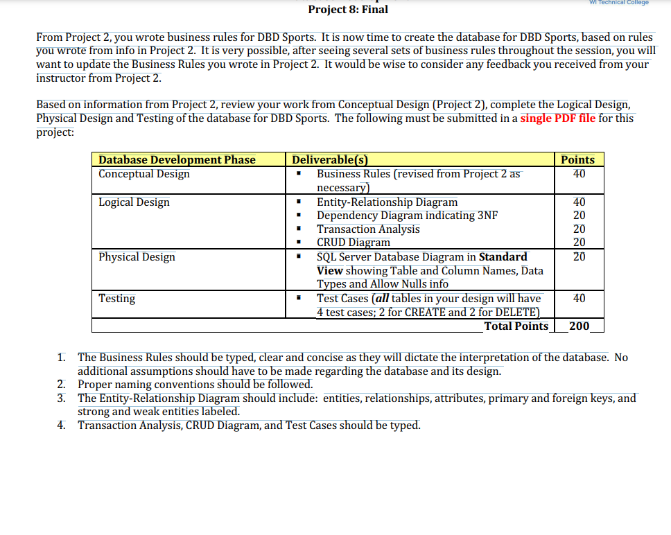Solved Heres the project 2: Part 1: Business Rules • Each | Chegg.com