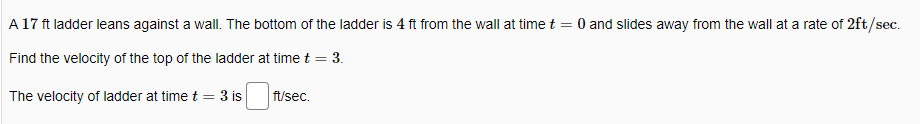 Solved A 17 ft ladder leans against a wall. The bottom of | Chegg.com