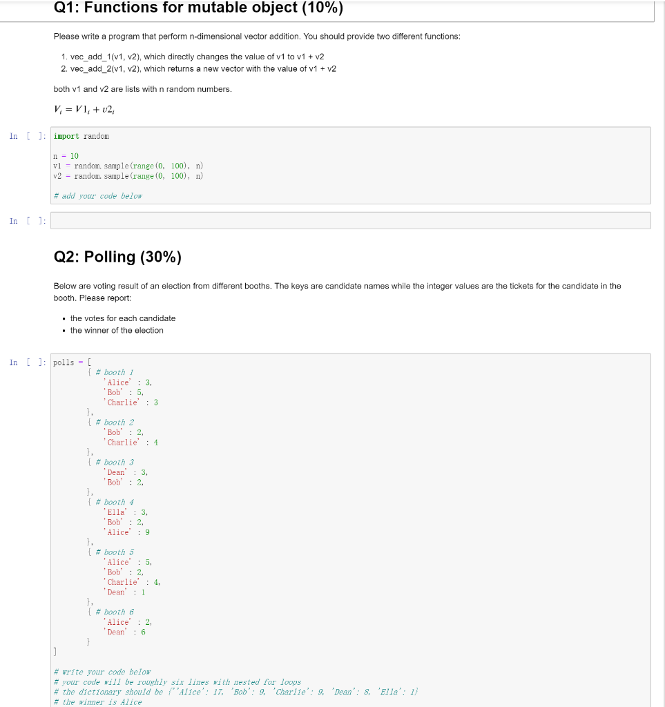 Solved Q1 Functions For Mutable Object 10 Please Write A 7628