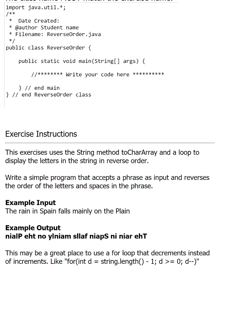 Solved import java.util.*; /** * Date Created: * @author | Chegg.com
