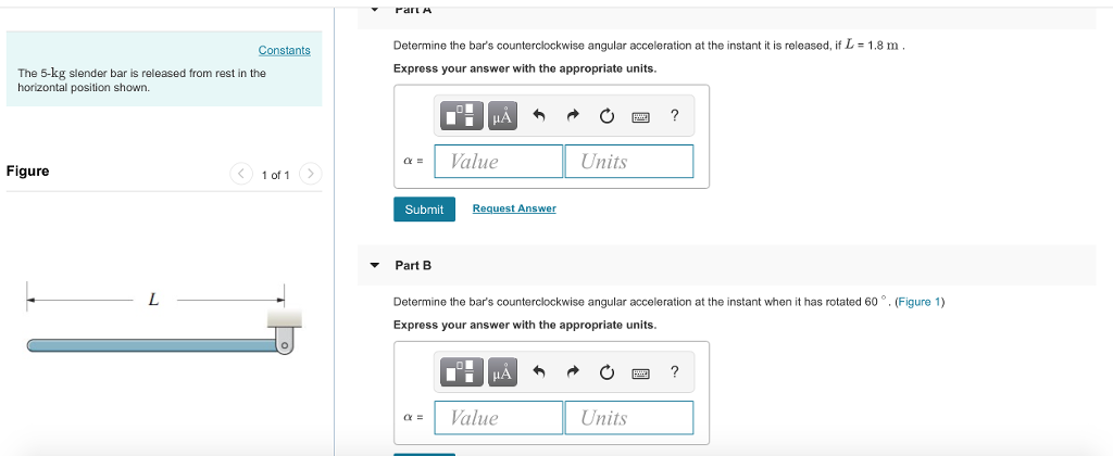 Solved Determine the bar's counterclockwise angular | Chegg.com