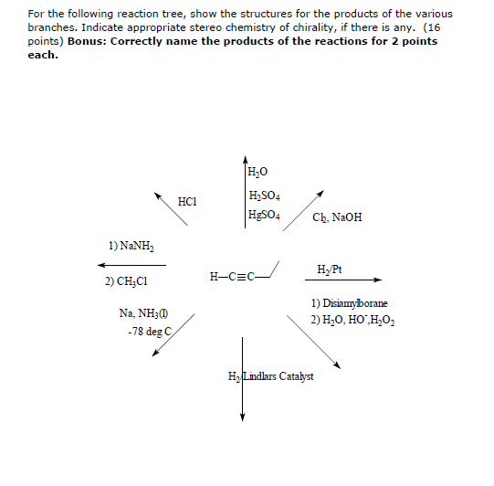 Solved For the following reaction tree, show the structures | Chegg.com