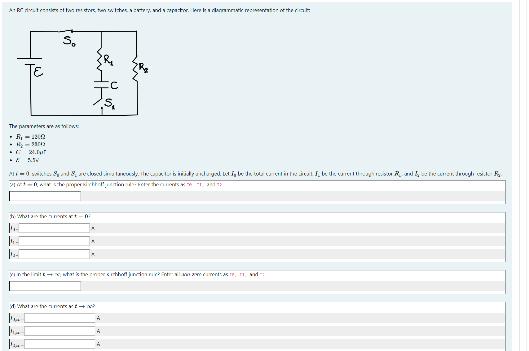 Solved An RC circuit consists of two resistors, two | Chegg.com