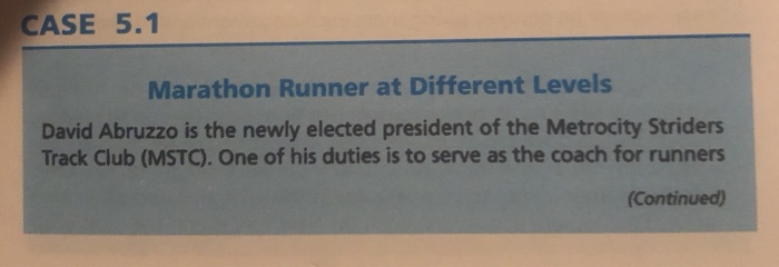 Solved CASE 5.1 Marathon Runner at Different Levels David | Chegg.com